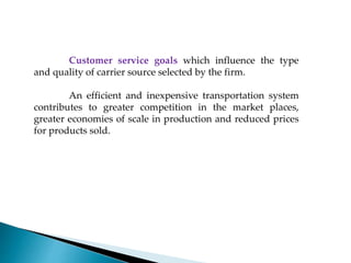 Role of transportation in supply chain mgmt | PPTX