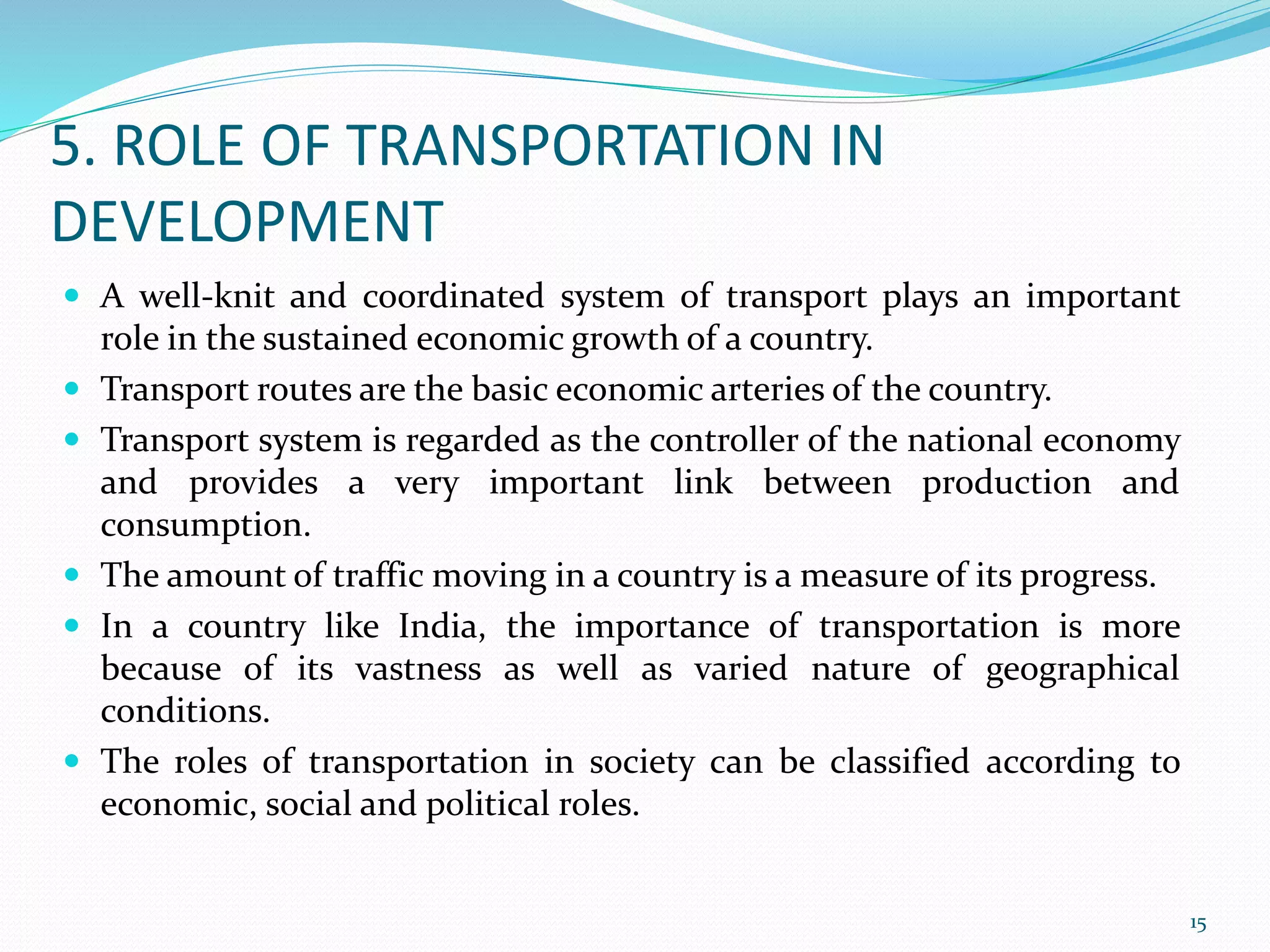 Role of transportation in urban development | PPTX