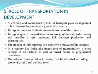 Role of transportation in urban development | PPTX