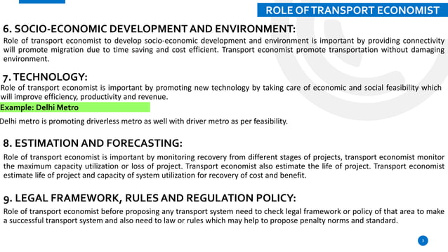 Role of transport economist | PDF | Logistics | Business