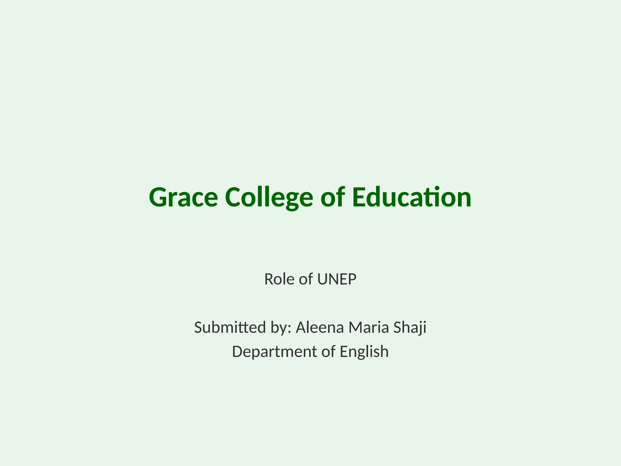Role of UNEP - Environmental education | PPTX