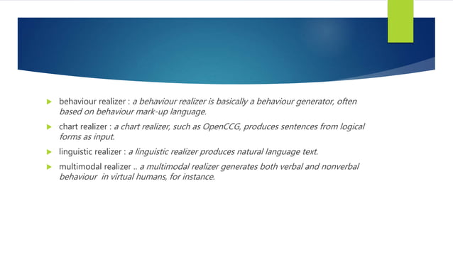 Role Of Unification And Realization In Natural Language Generation Ppt