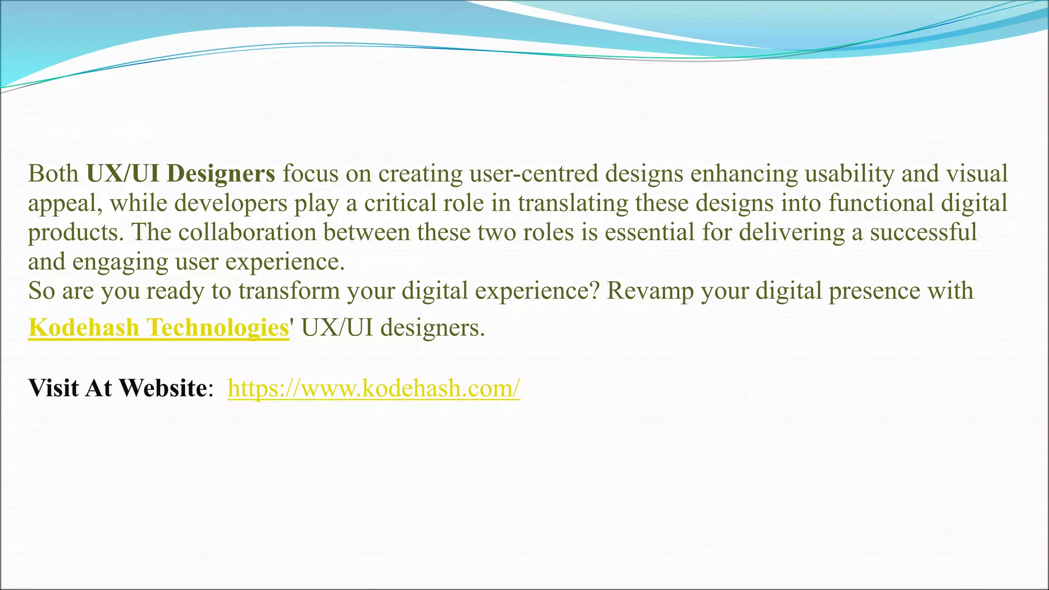 Role of UX/UI Designers Developers | PPT | Desktop Publishing ...