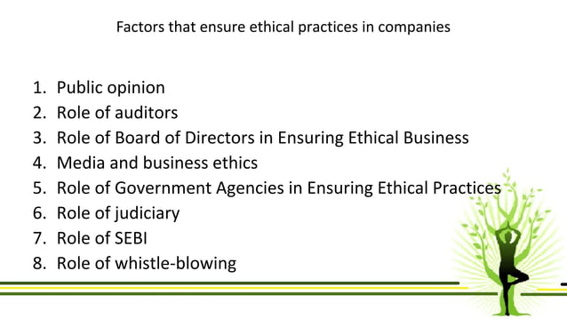Role of various agencies in ensuring ethics in corporations by pankaj | PPT