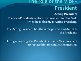 The Role of the General Committee and of the Vice Presidents of the ...