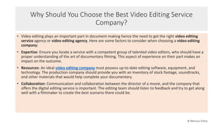 Role of Video Editing in the Making of Documentary Films.pptx