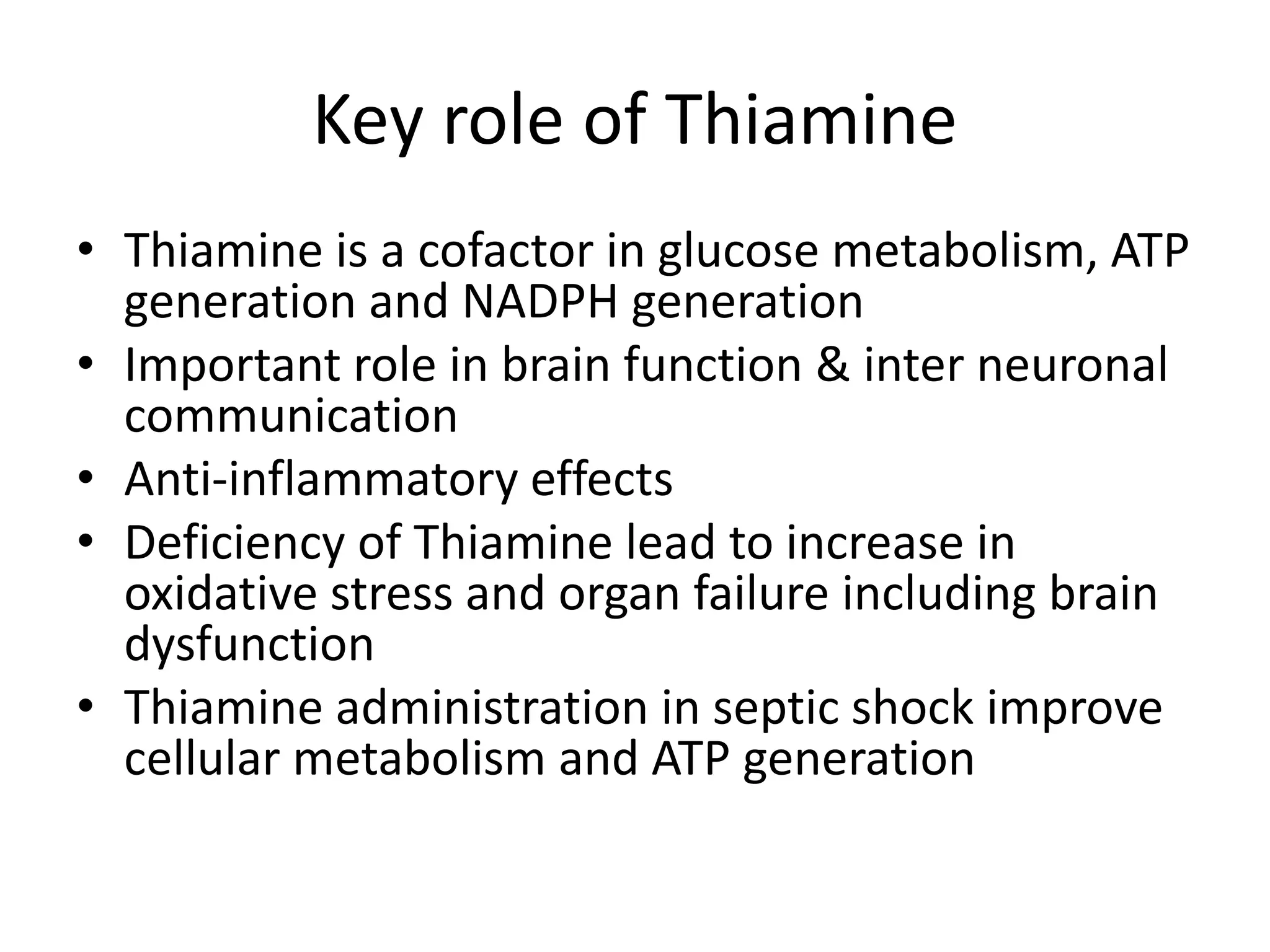 Role of vitamin c and thiamine in sepsis | PPTX | Blood Disorders ...