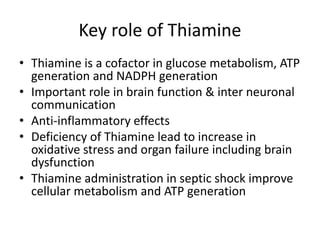 Role of vitamin c and thiamine in sepsis | PPTX