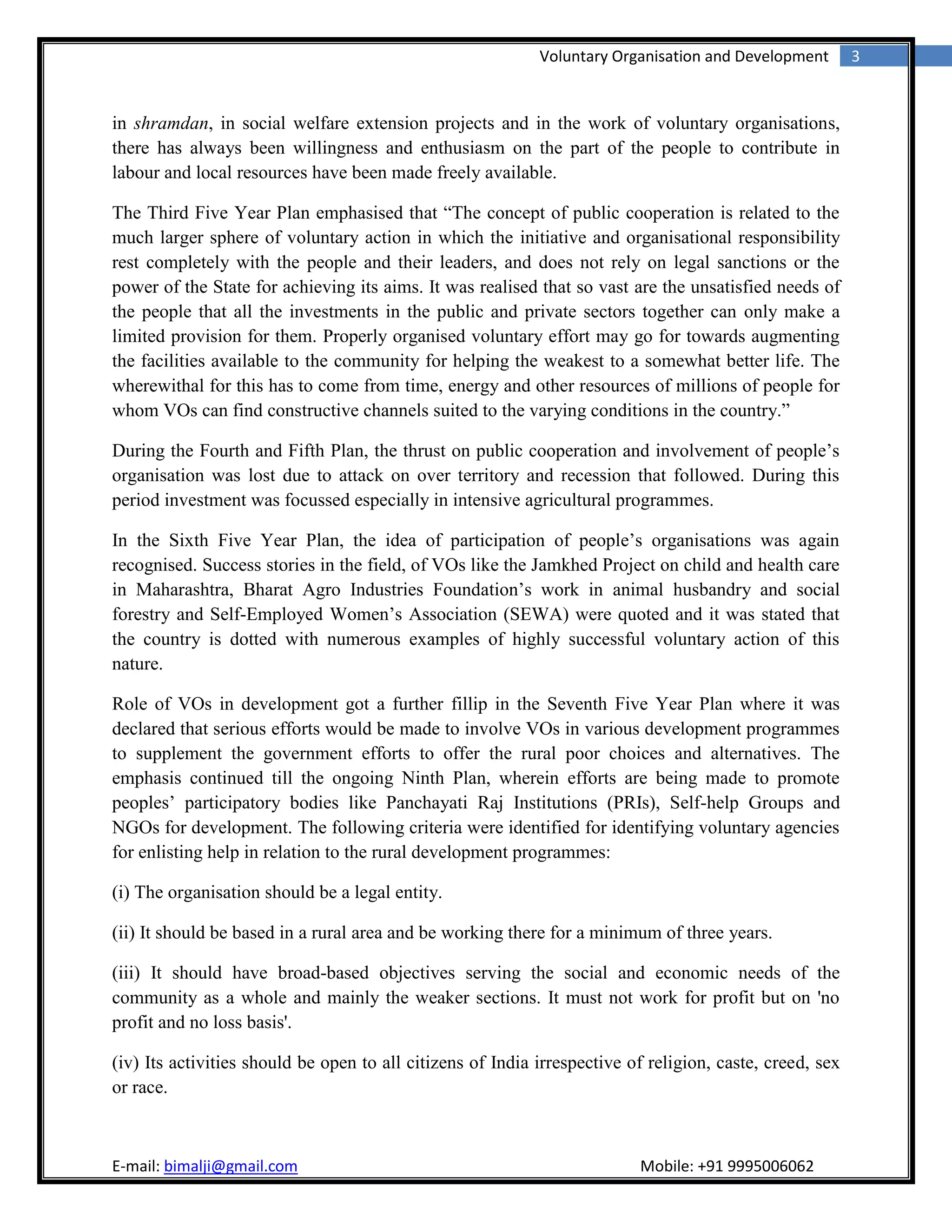 Role of voluntary organisation bimal | DOCX