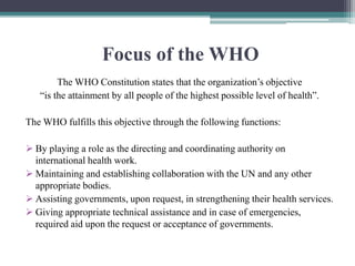 Role of who in pharmaceutical management | PPTX