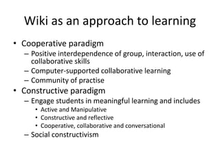 Role of wiki in prof dev of teachers | PPTX