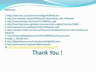 Role of wikipedia in academic research | PPT