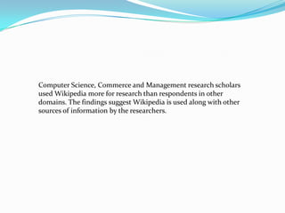 Role of wikipedia in academic research | PPT