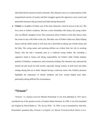 Role of women and gender dynamics in Munshi Premchand's novels.docx