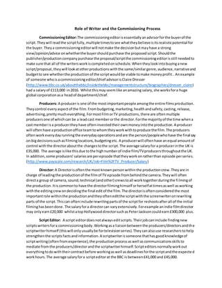 Role of Writer and the Commissioning Process | DOCX