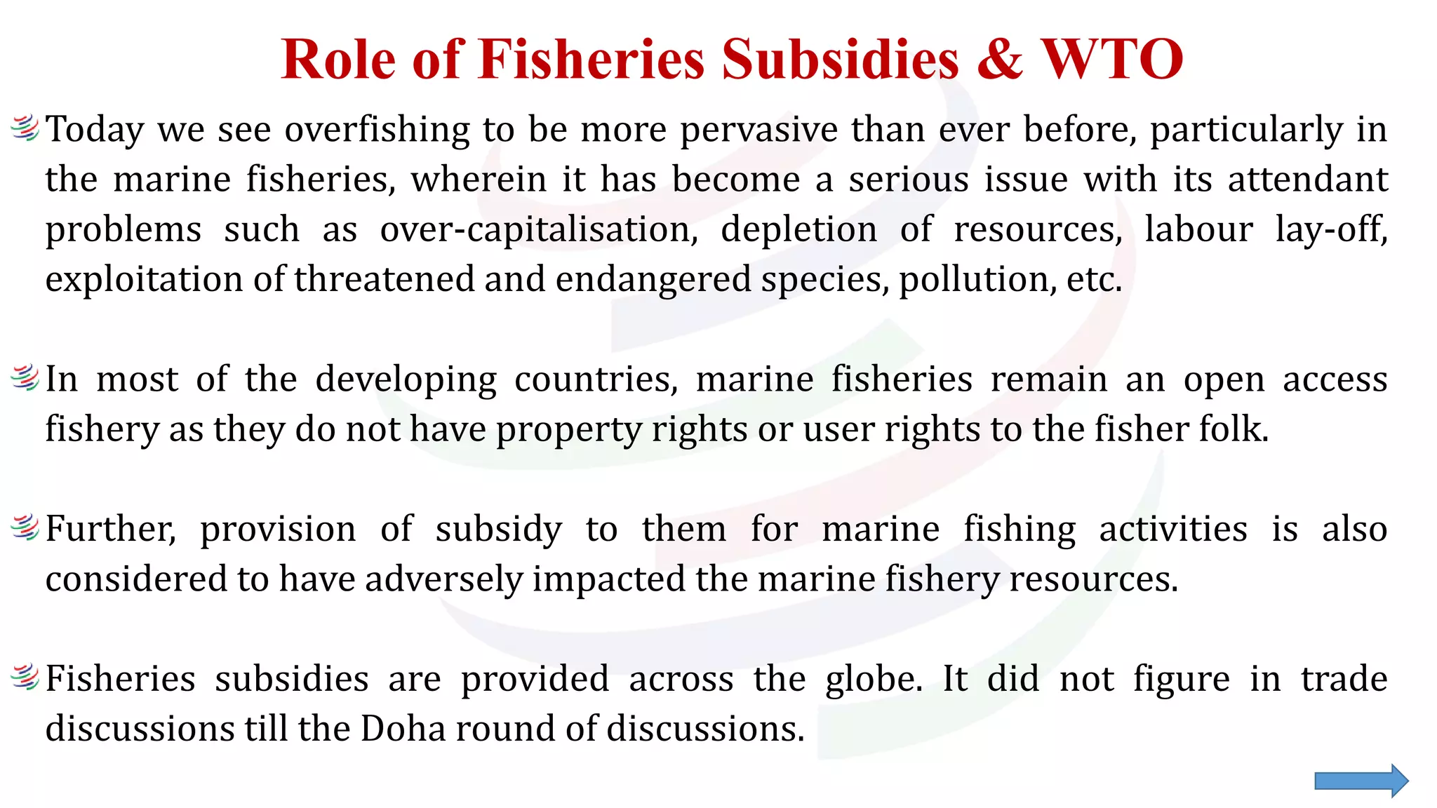 Role of World Trade Organization in fisheries | PPTX