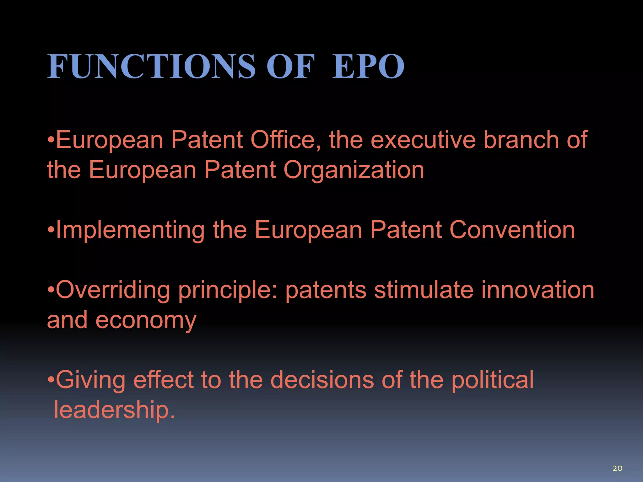 Role of wto wipo & epo in patent pre simple | PPTX