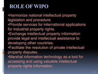 Role of wto wipo & epo in patent pre simple | PPT