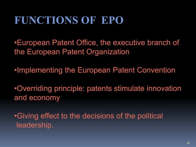 Role of wto wipo & epo in patent pre simple | PPT