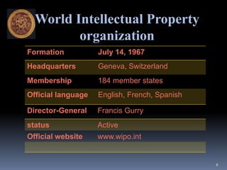 Role of wto wipo & epo in patent pre simple | PPT