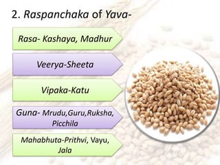 Role of yava as swasthahita aahar dravya | PPTX