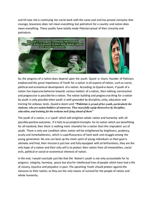 ESSAY on "Role of youth in nation building and progress". | DOCX | Politics