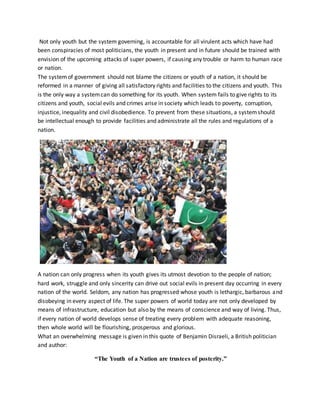 ESSAY on "Role of youth in nation building and progress". | DOCX
