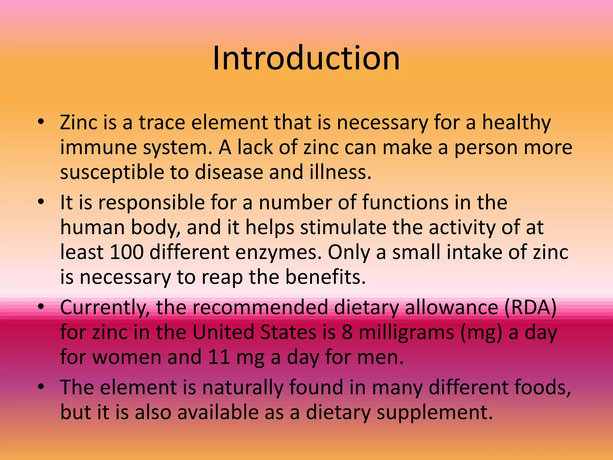 Role of zinc in health | PPT