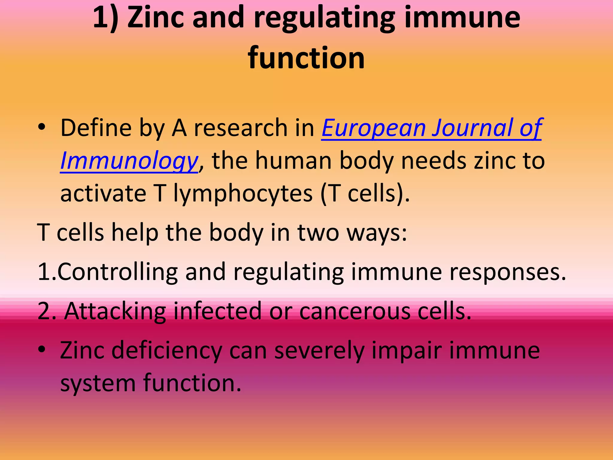 Role of zinc in health | PPT