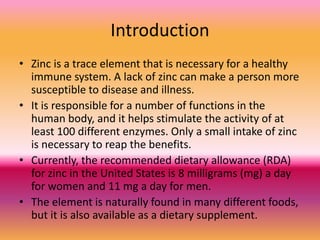 Role of zinc in health | PPT