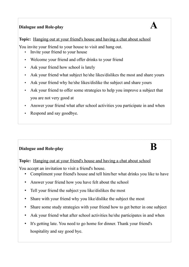 Dialogue and Role-Play Activity