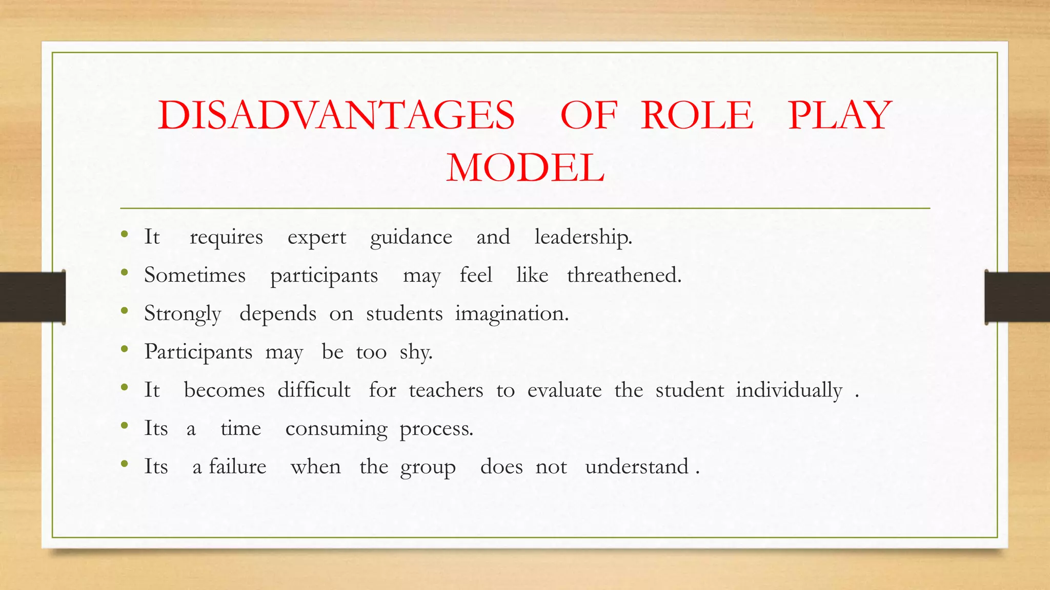 Role play model of teaching | PPTX