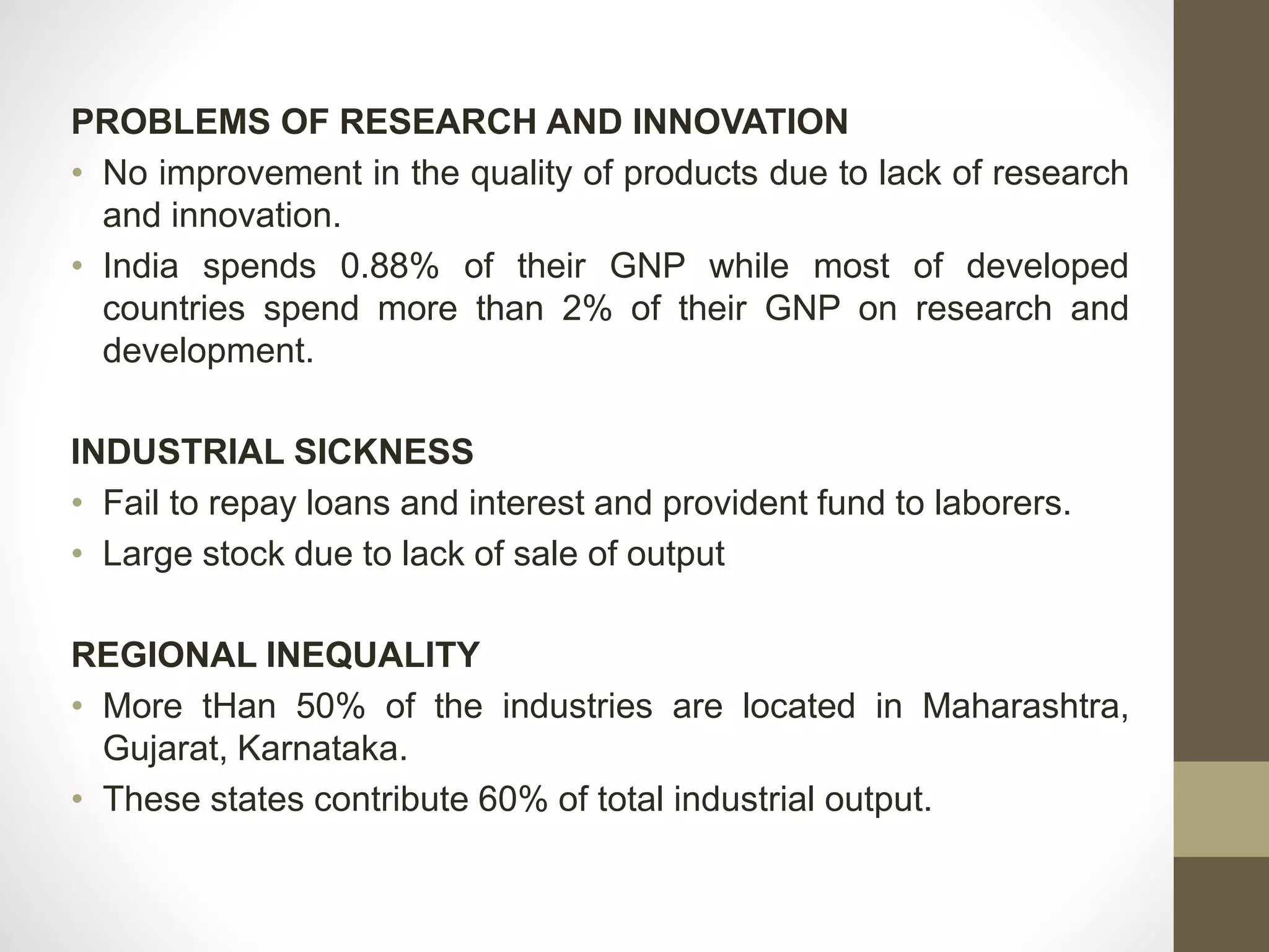 Role & Problem of industrial development in india | PPTX