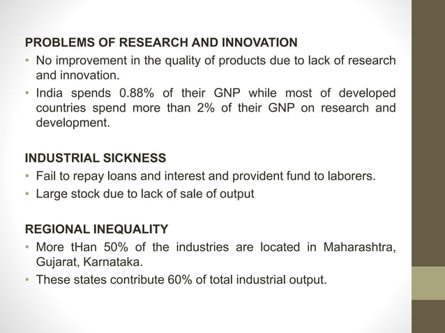 Role & Problem of industrial development in india | PPTX