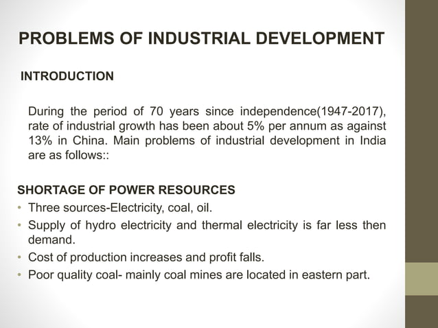 Role & Problem of industrial development in india | PPTX