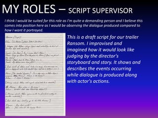 My Roles - A2 Media Studies | PPTX