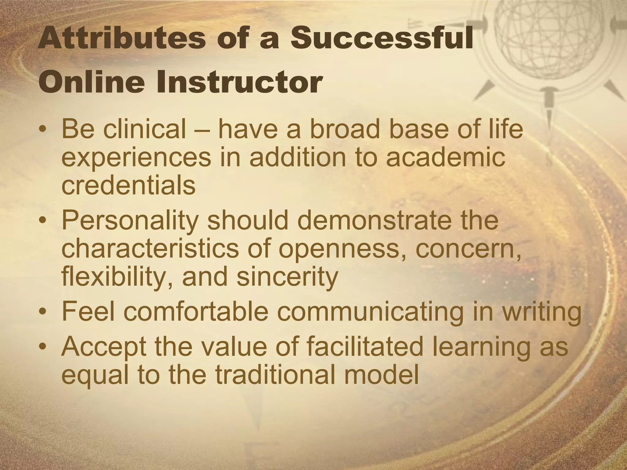 Roles and Responsibilities of the Online Instructor | PPT