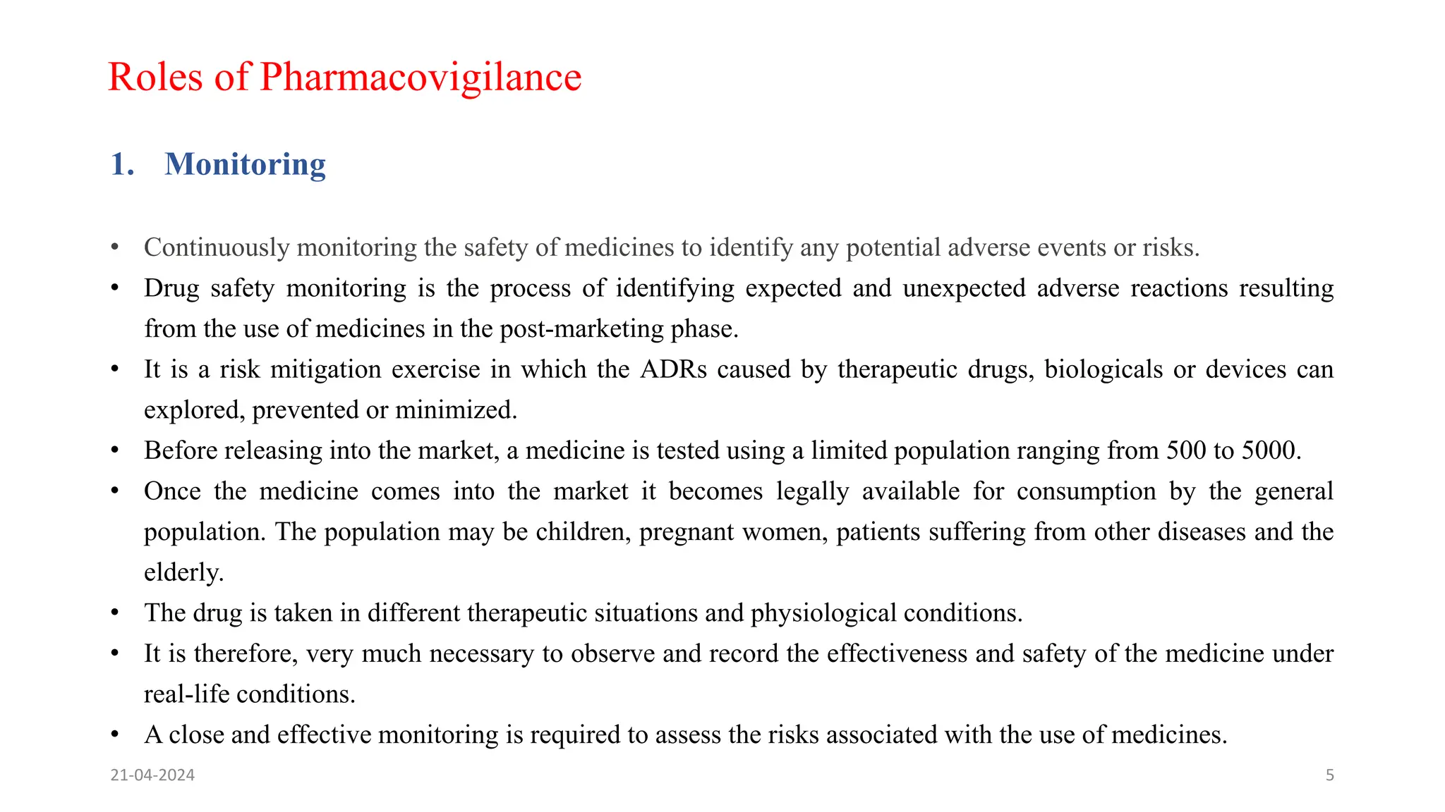 Roles & Responsibilities in Pharmacovigilance | PPTX