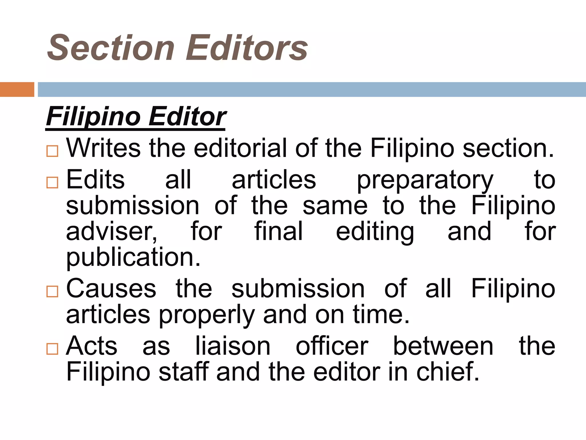 Roles and functions of the publication staff | PPTX