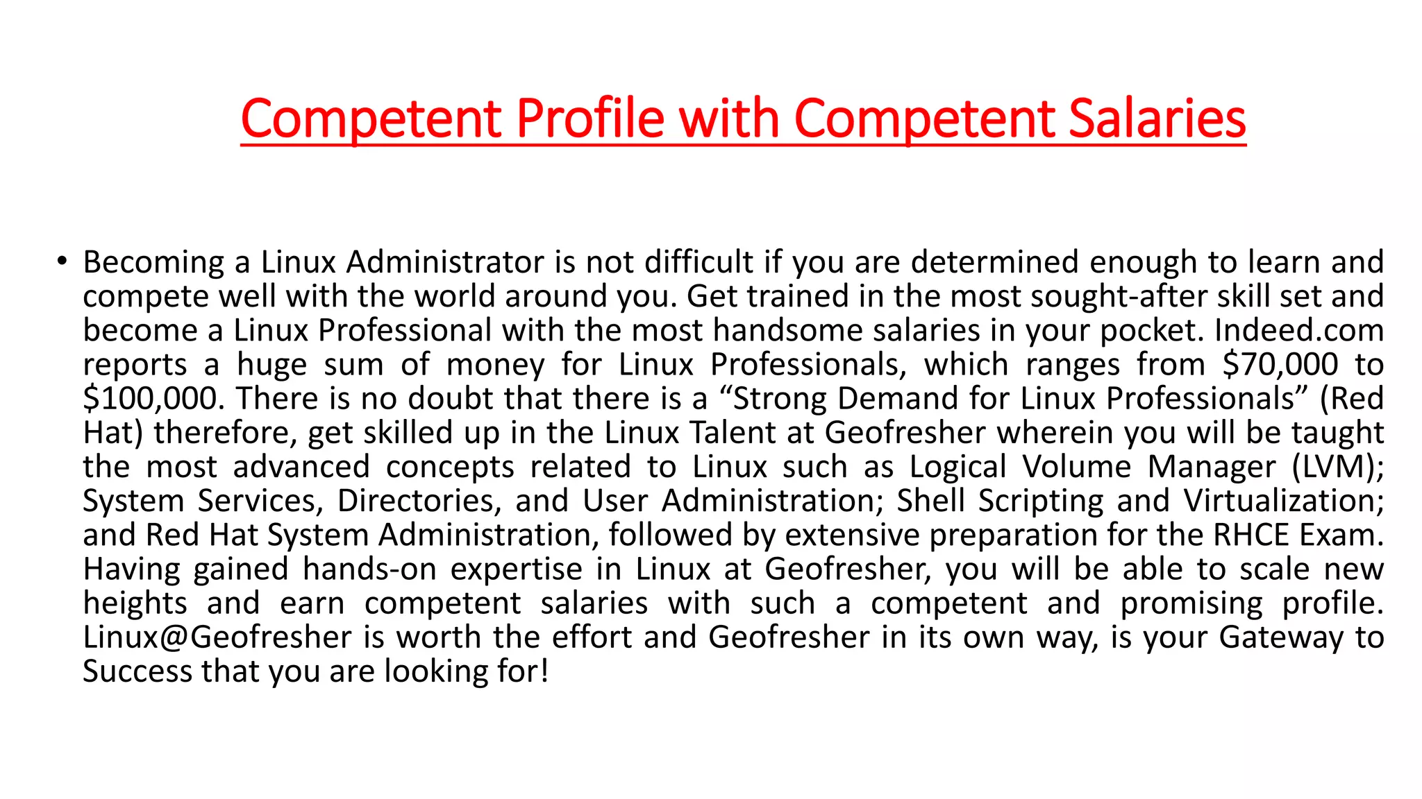 Roles and responsibilities of a linux administrator ppt | PPTX