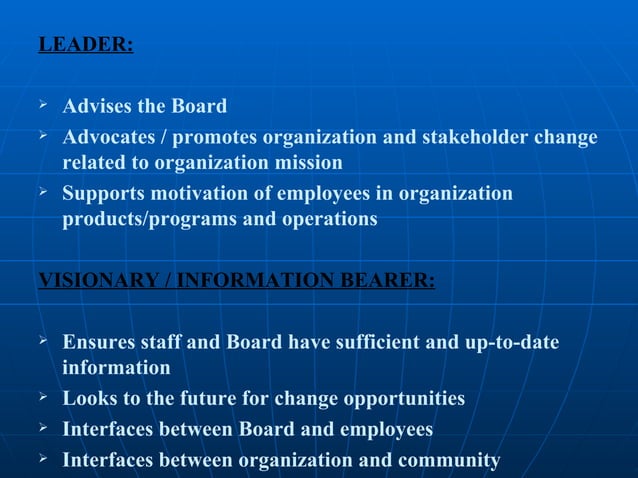 Roles And Responsibilities Of Ceo