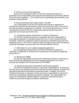 Roles And Responsibilities Of First Line Maintenance Supervisor | PDF