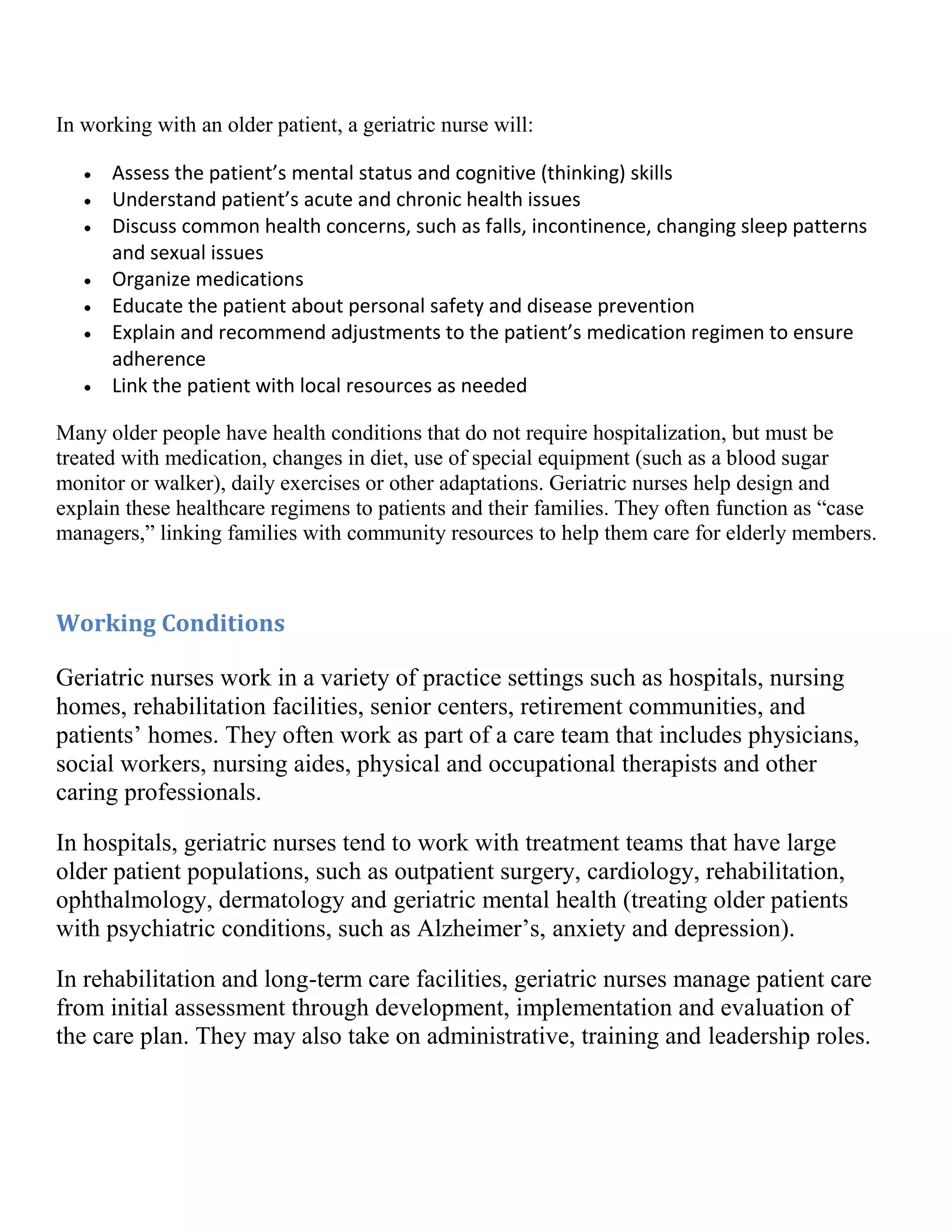 Roles and responsibilities of geriatric nursing | DOCX