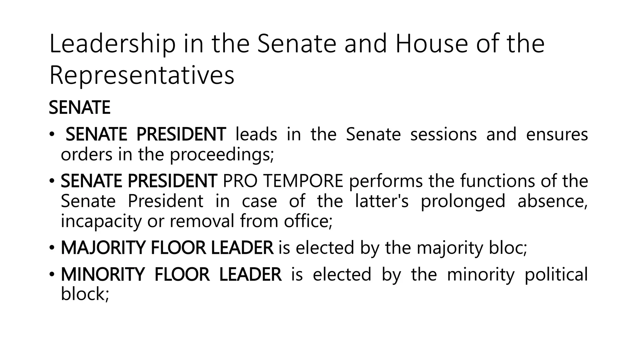 ROLES AND RESPONSIBILITIES OF THE PHILIPPINE SENATE AND HOUSE OF ...