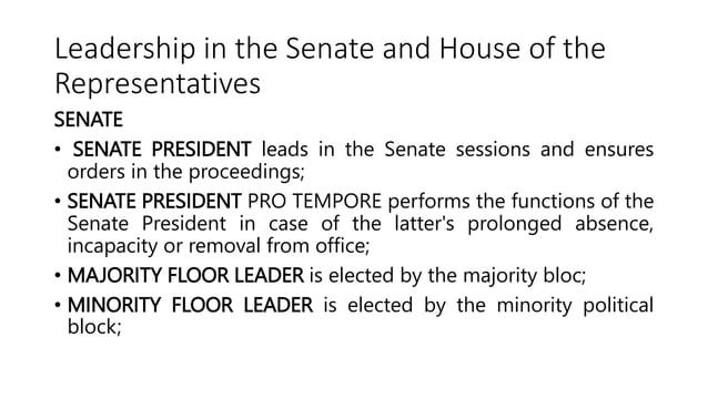 ROLES AND RESPONSIBILITIES OF THE PHILIPPINE SENATE AND HOUSE OF ...