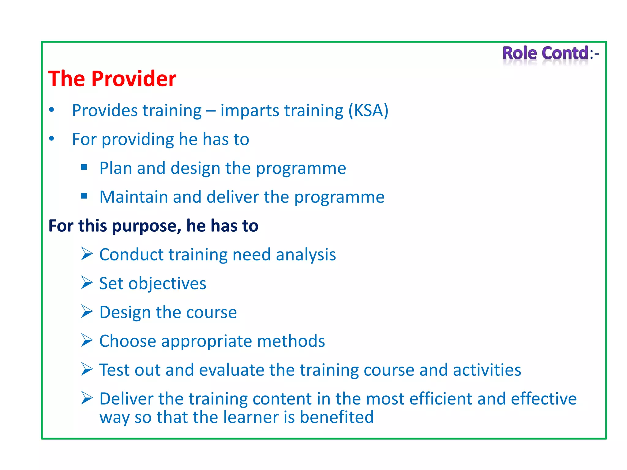 Roles and responsibilities of trainers | PPTX