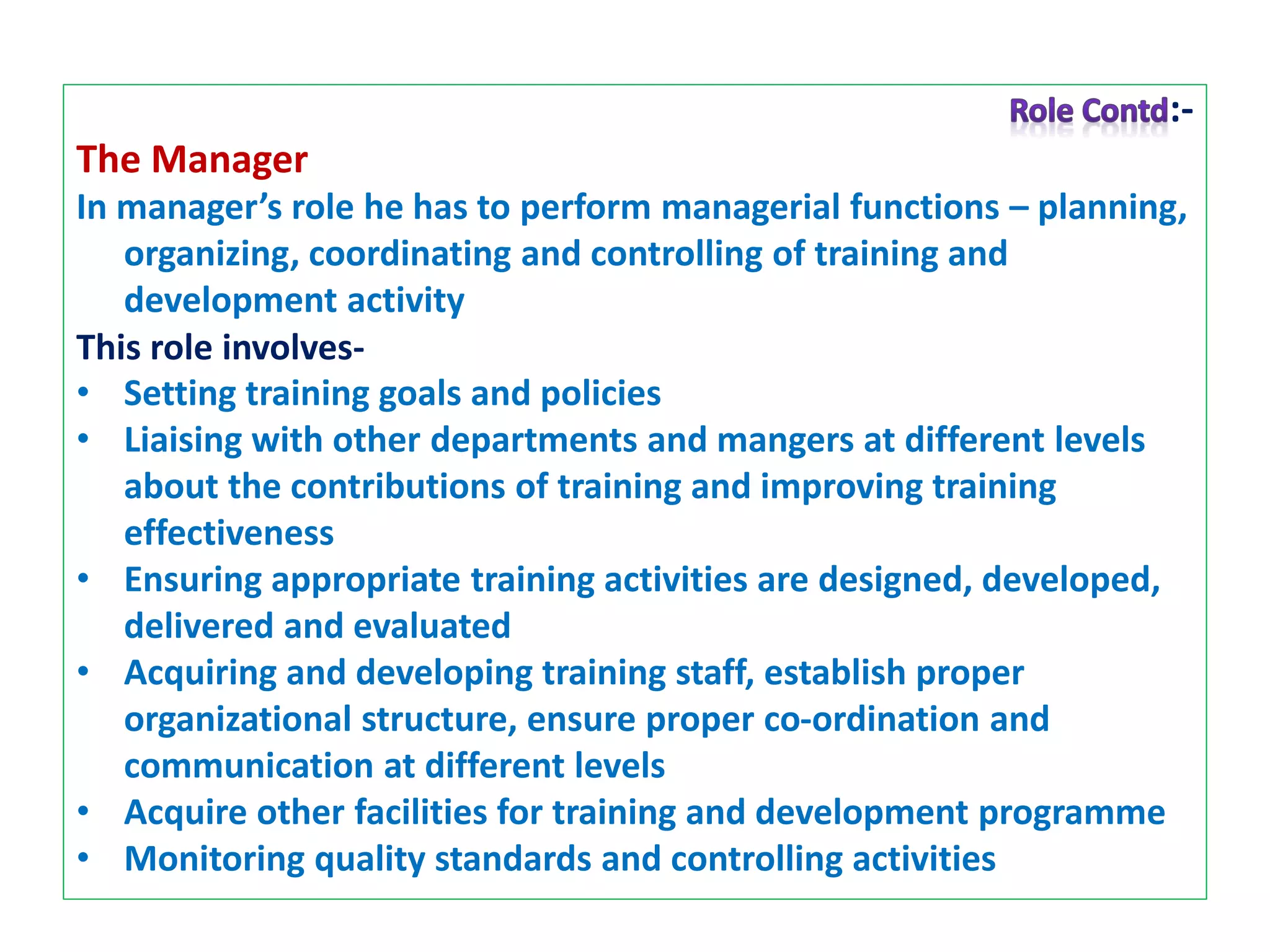 Roles and responsibilities of trainers | PPTX