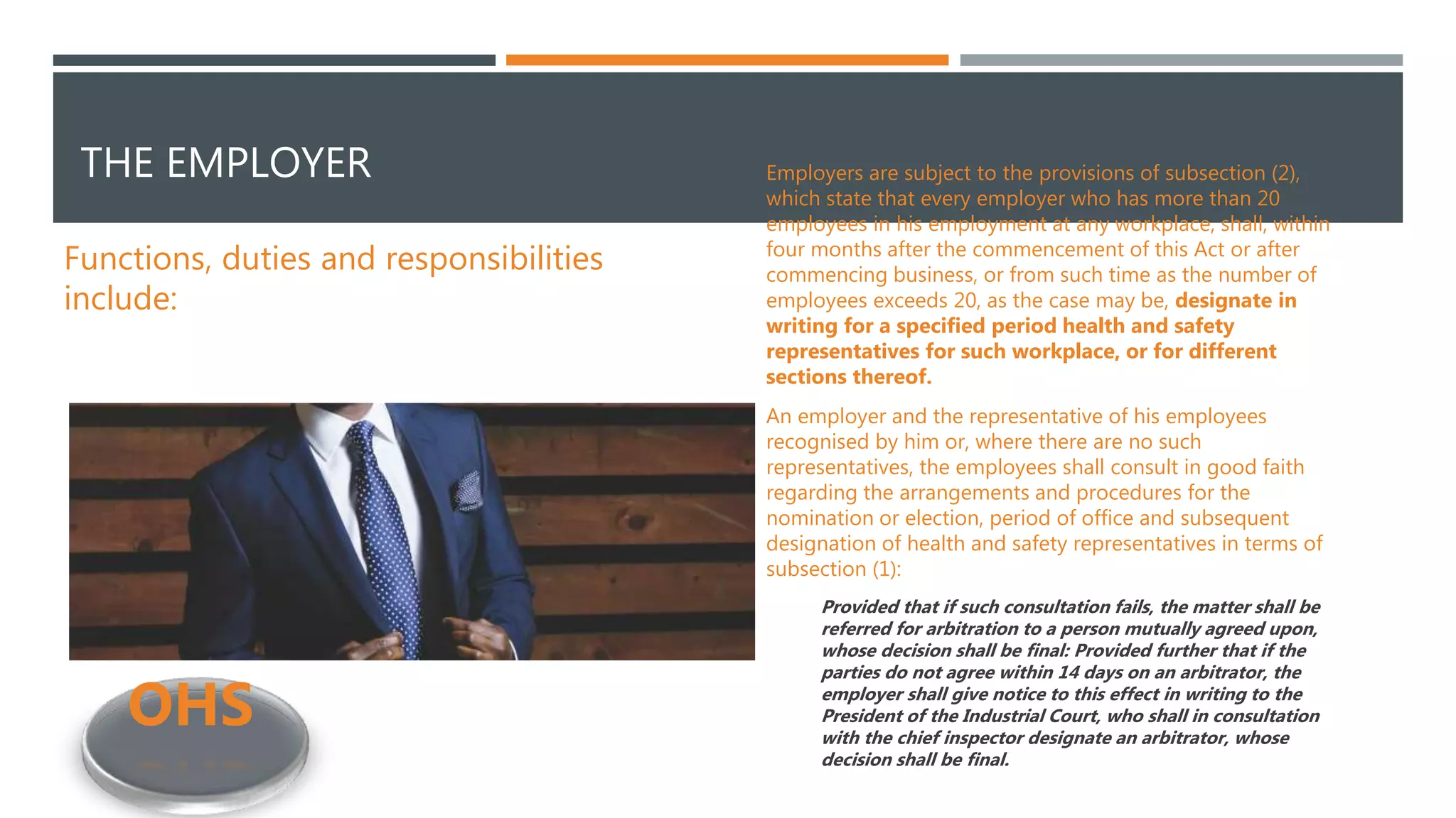 The employers responsibility for health and safety in the workplace | PPTX