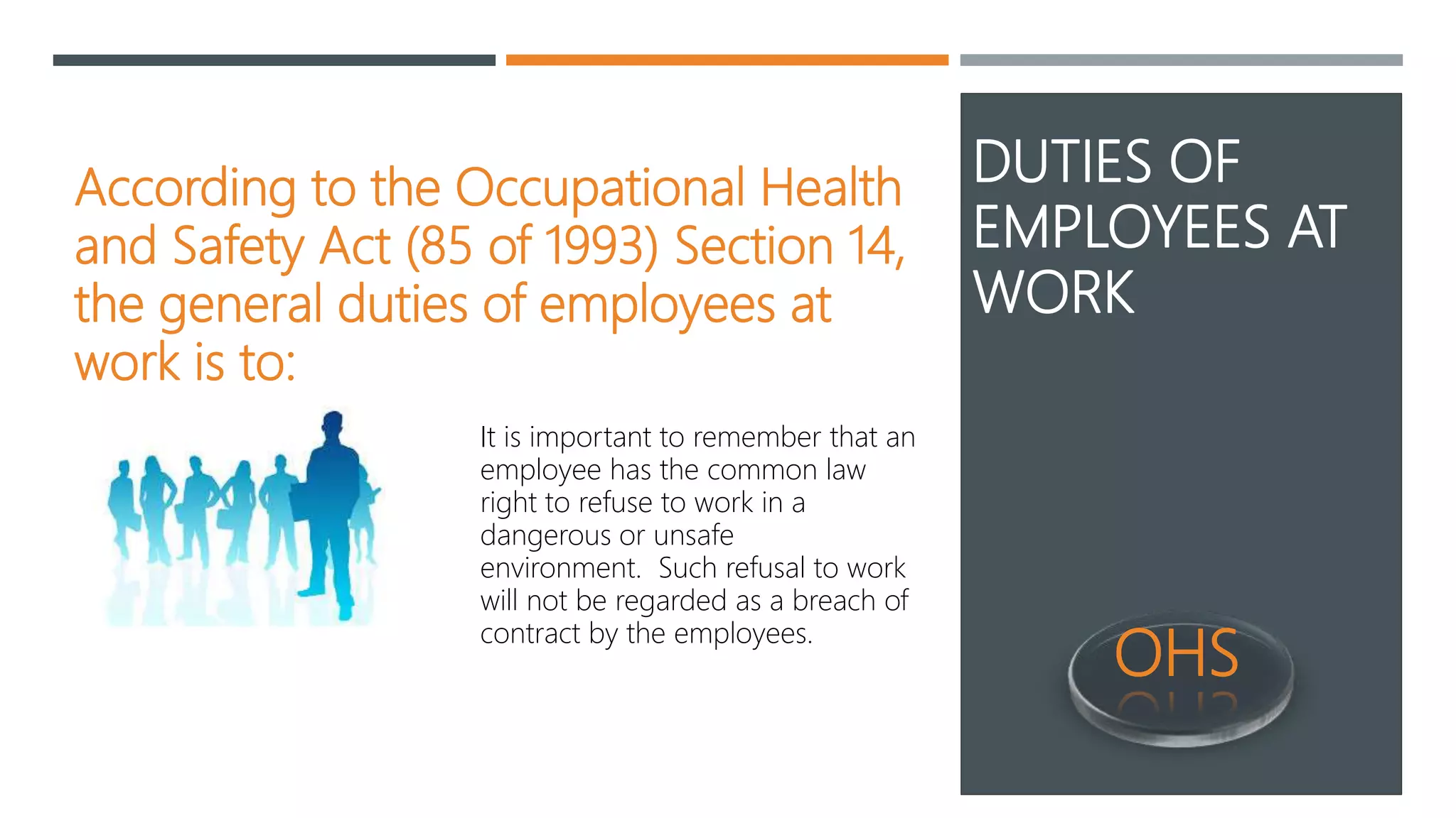 The employers responsibility for health and safety in the workplace | PPTX