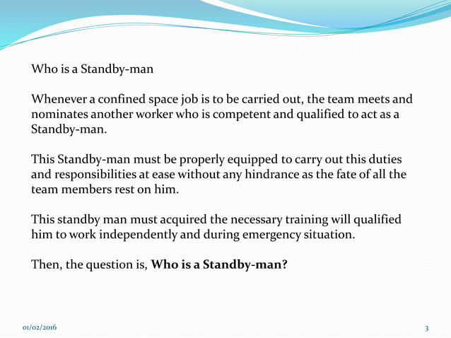 Roles, Duties and Responsibilities of Standby Man | PPTX